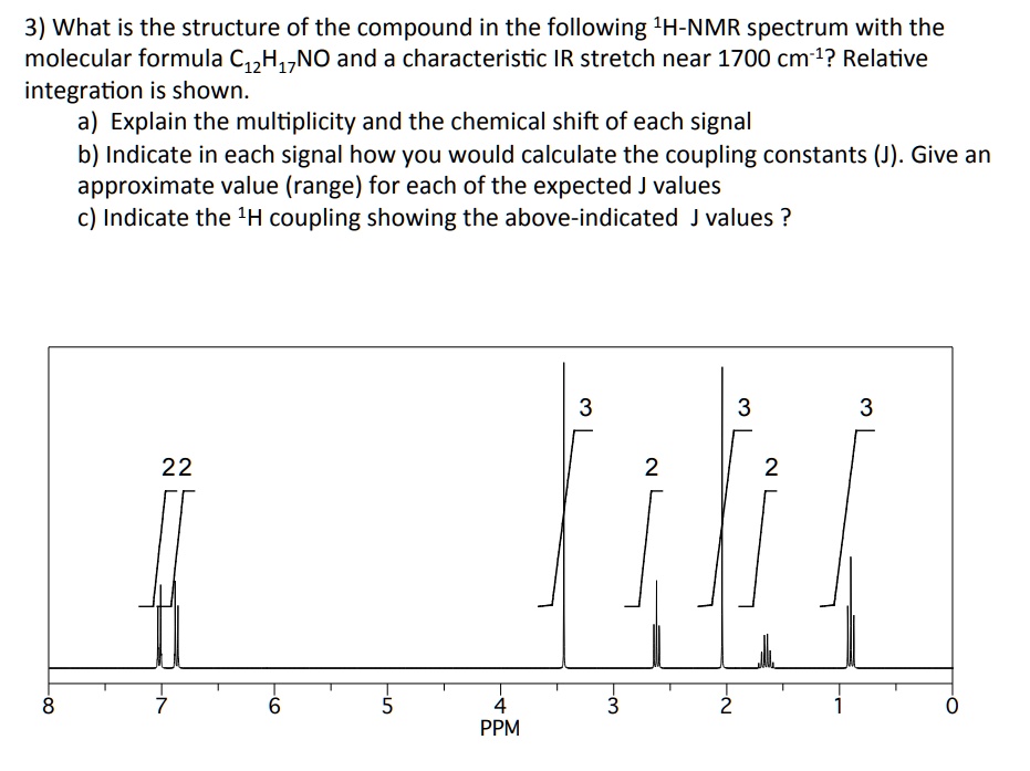 SOLVED: 3) What is the structure of the compound in the following 1H-NMR spectrum with the ...