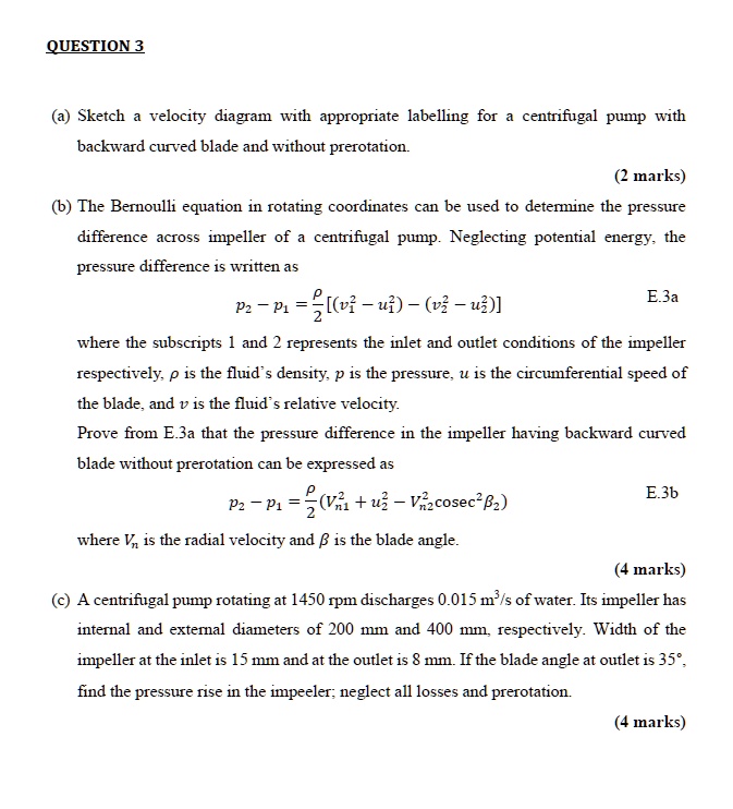 QUESTION 3 (a) Sketch a velocity diagram with appropriate labelling for ...