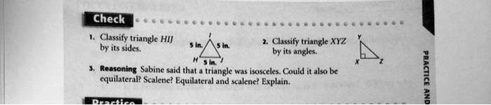 SOLVED: check Classify triangle HII by its sides; Classily triangle XYZ by its angles. Reatoning ...