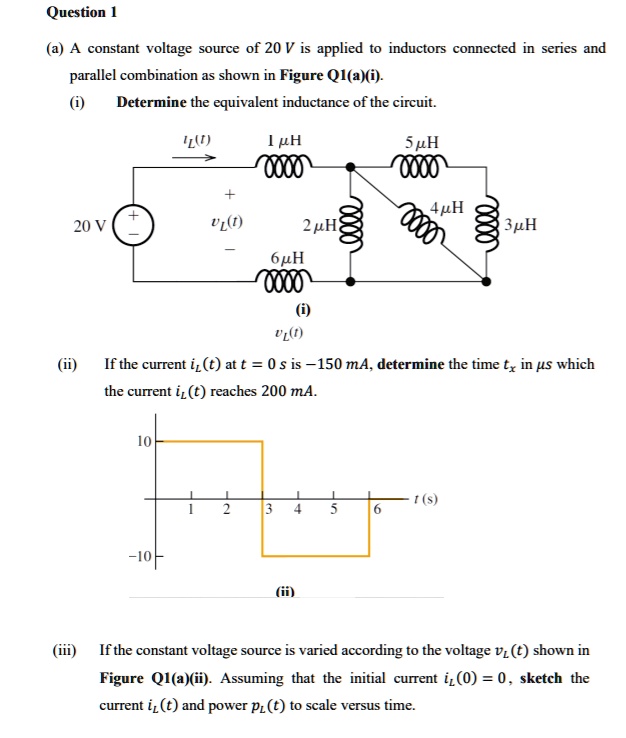 Solved Question A Constant Voltage Source Of 20 V Is Applied To