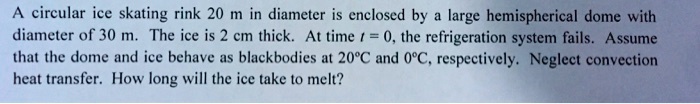 SOLVED: A circular ice skating rink, 20 m in diameter, is enclosed by a ...