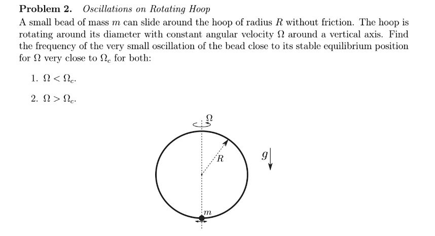 SOLVED: Problem 2. Oscillations on Rotating Hoop A small bead of mass m can slide around the ...