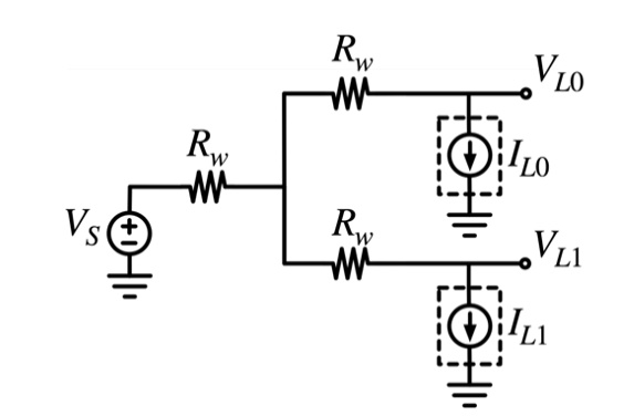 SOLVED: a. Assuming 𝐼𝐿0 = 𝐼𝐿1 = 0 𝐴, what are 𝑉𝐿0 and 𝑉𝐿1, the supply voltages received by the ...