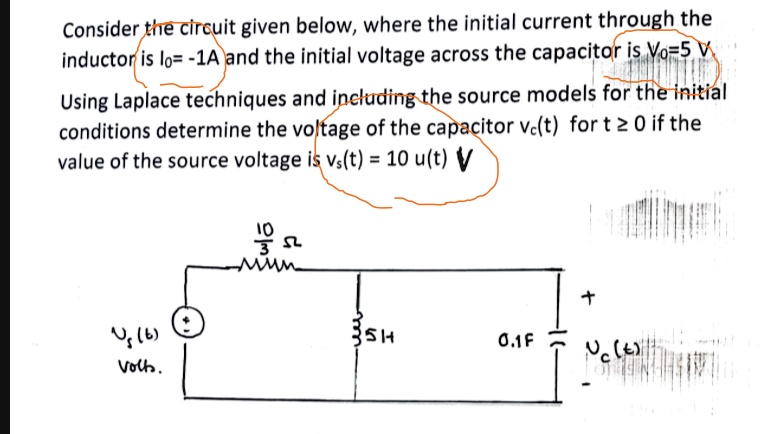 SOLVED: Consider the circuit given below, where the initial current through the inductor is lo ...