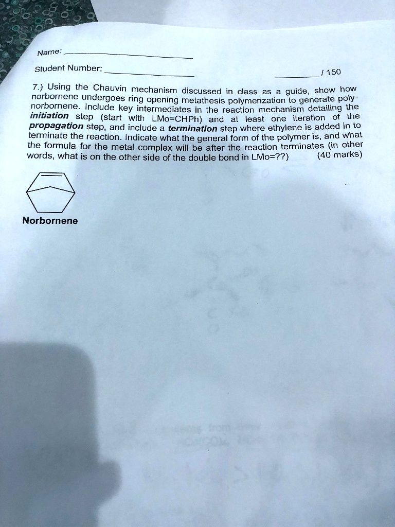 name student number 150 7 using the chauvin mechanism discussed in ...