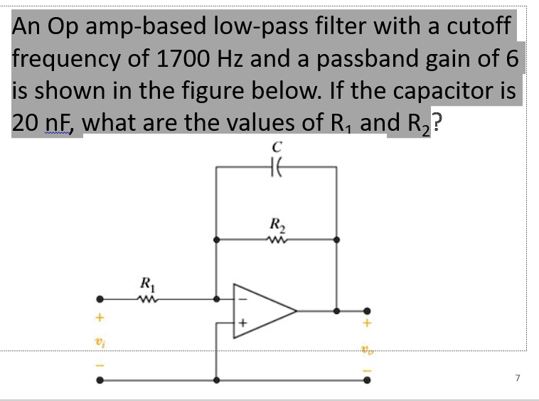SOLVED: An Op amp-based low-pass filter with a cutoff frequency of 1700 ...