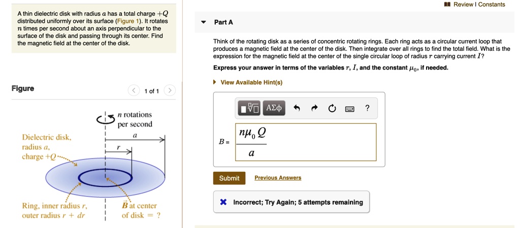 review constants thin dielectric disk with radius nas total charge distributed uniformly over ...