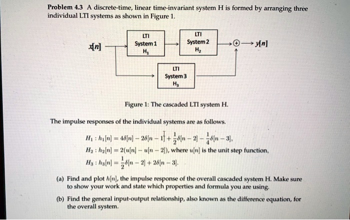 SOLVED: Problem 4.3: A discrete-time, linear time-invariant system H is ...