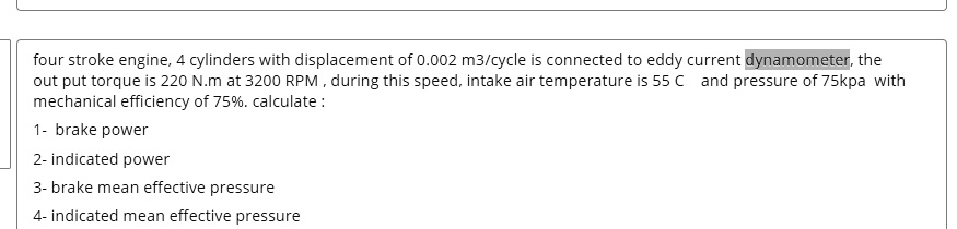 Four stroke engine, 4 cylinders with displacement of 0.002...