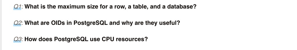SOLVED: Please help me to find solutions. Q1: What is the maximum size ...