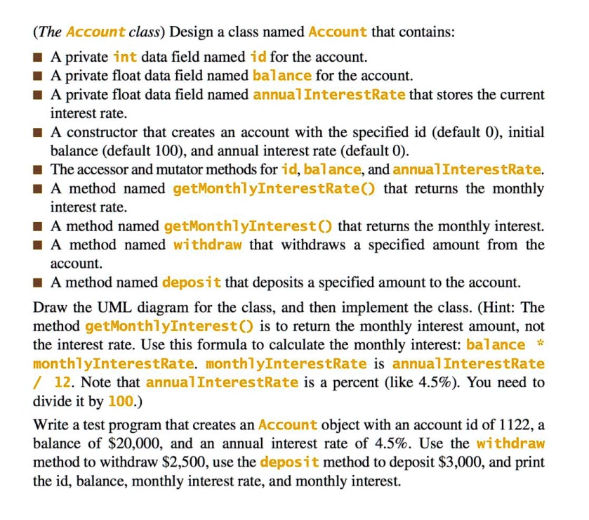 SOLVED: The Account class Design a class named Account that contains: - A private int data field ...