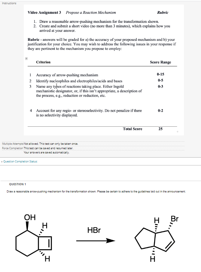 Instructions Video Assignment 3 Propose a Reaction Mechanism Rubric 1 ...