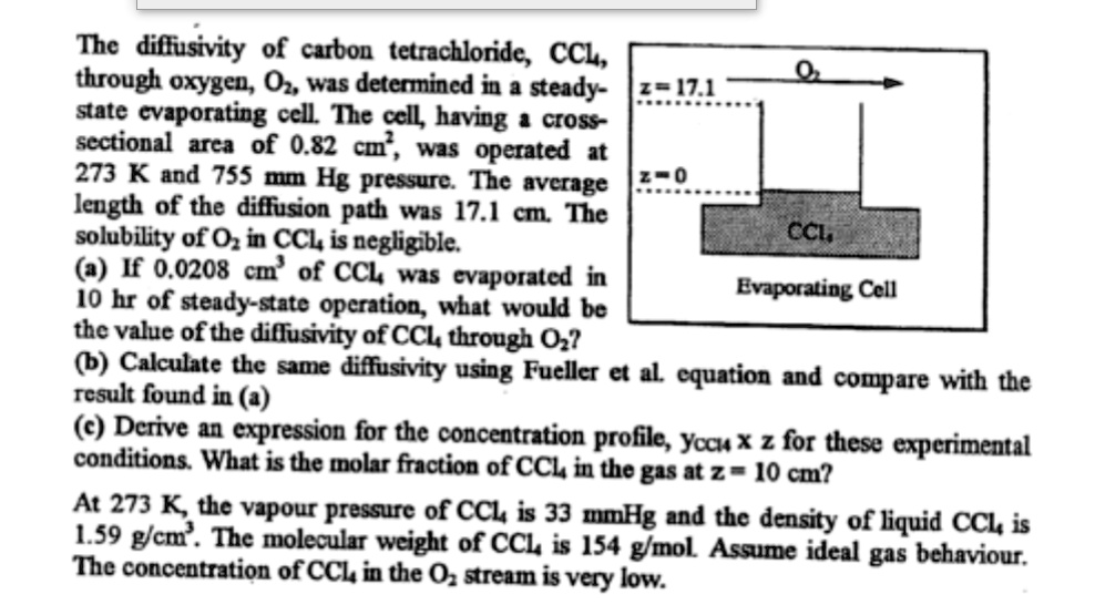 The diffusivity of carbon tetrachloride, CCL?, through...