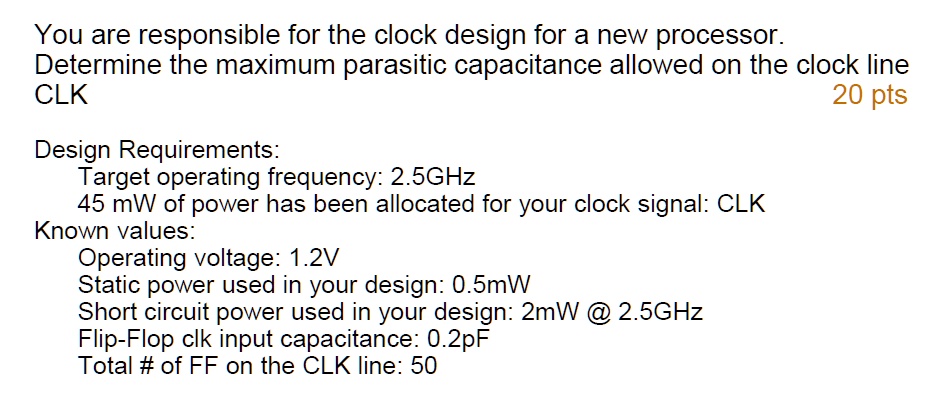 SOLVED: You are responsible for the clock design for a new processor ...