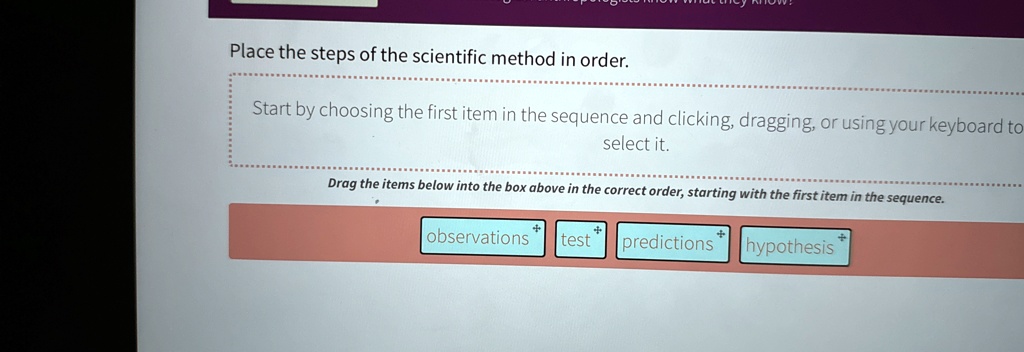 Place the steps of the scientific method in order. Start by...