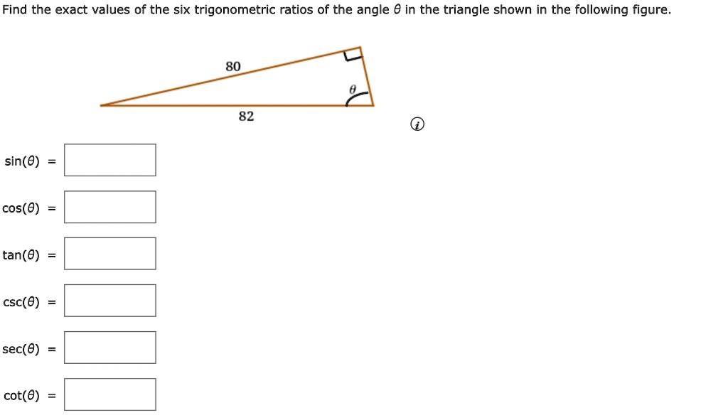Find the exact values of the six trigonometric ratios of the angle θin the triangle shown in the ...