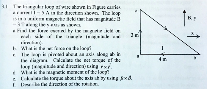 SOLVED: 3.1 The triangular loop of wire shown in Figure carries a current I = 5 A in the ...