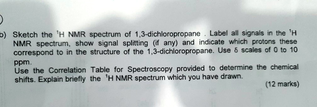 p sketch the h nmr spectrum of 13 dichloropropane label all signals in ...
