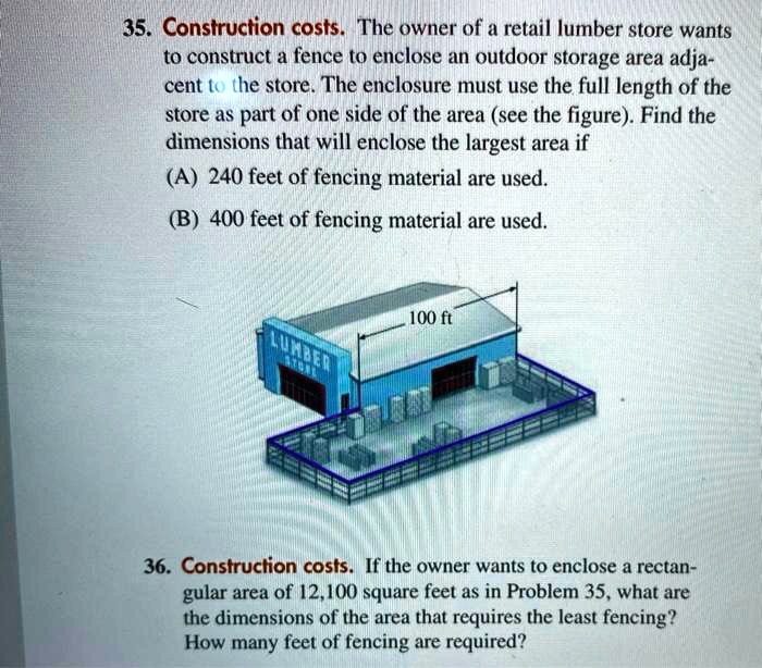 SOLVED: 35. Construction costs. The owner of a retail lumber store ...