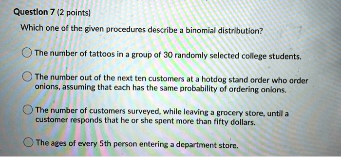 SOLVED: Question 7 (2 points) Which one of the given procedures ...