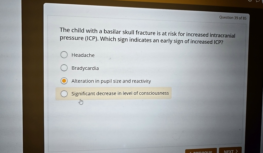 the child with a basilar skull fracture is at risk for increased ...