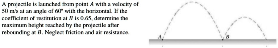 a projectile is launched from point a with a velocity of 50 ms at an ...