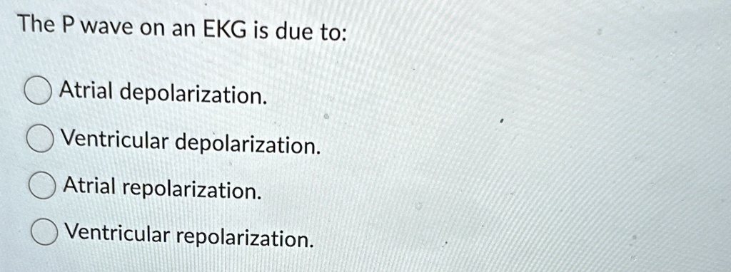 the p wave on an ekg is due to atrial depolarization ventricular ...