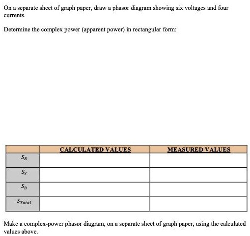 SOLVED:separate sheet of graph paper; draw - phasor diagram showing six voltages and four ...