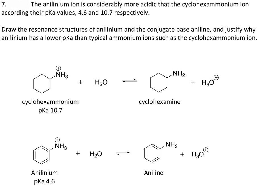 7. The anilinium ion is considerably more acidic than the ...