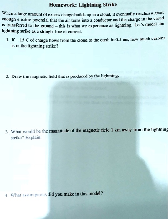Homework: Lightning Strike When a large amount of excess charge builds ...