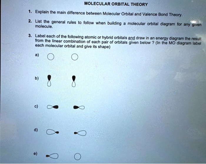 SOLVED: Molecular Orbital Theory Explain the main difference between ...