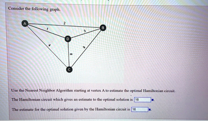 SOLVED: Consider the following graph. Use the Nearest Neighbor Algorithm starting Very GStiale ...