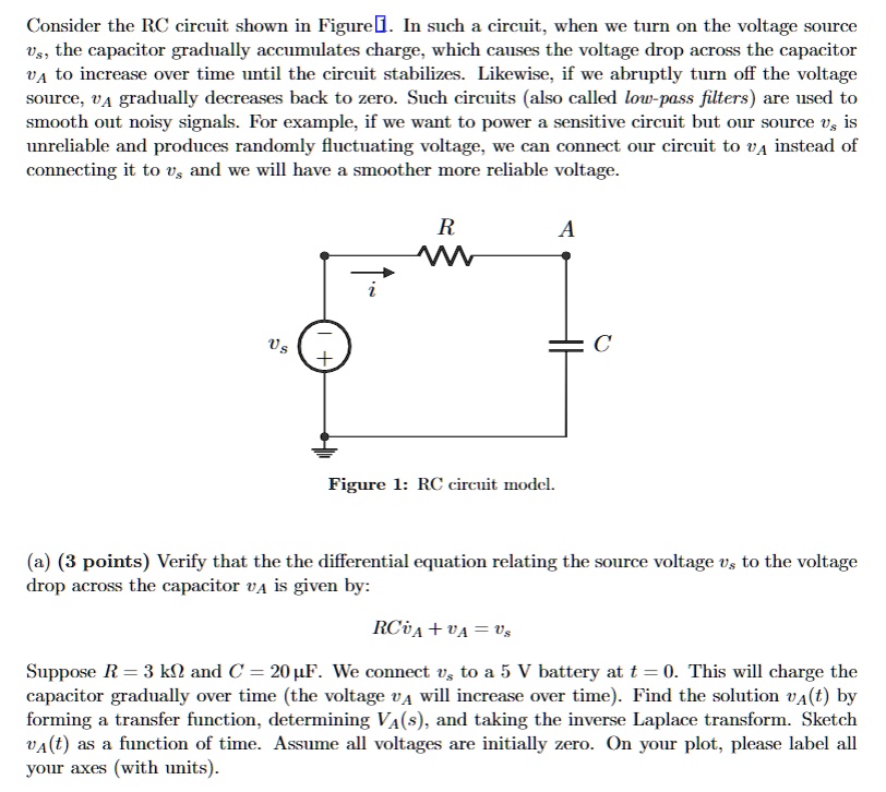 SOLVED: Consider the RC circuit shown in Figure. In such a circuit, when we turn on the voltage ...