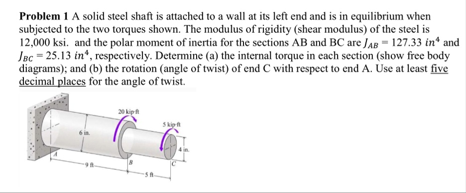 problem 1 a solid steel shaft is attached to a wall at its left end and ...