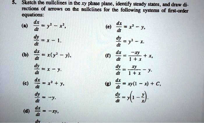 sketch the nullclines in the xy phase plane identify steady states and ...