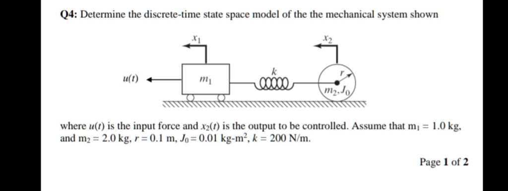 SOLVED: Q4: Determine the discrete-time state space model of the ...
