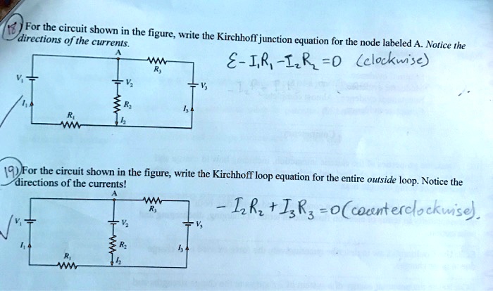 SOLVED: For the circuit shown in the figure, write the Kirchhoff junction equation for the node ...