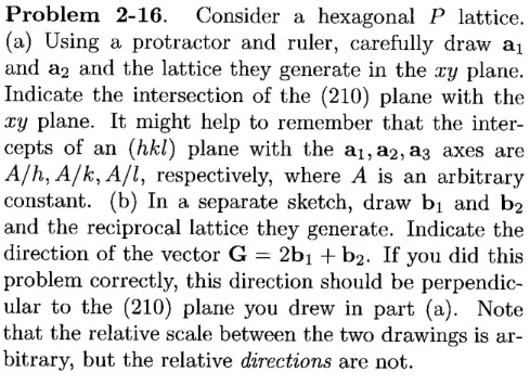 SOLVED: Problem 2-16: Consider a hexagonal P lattice. a) Using a ...