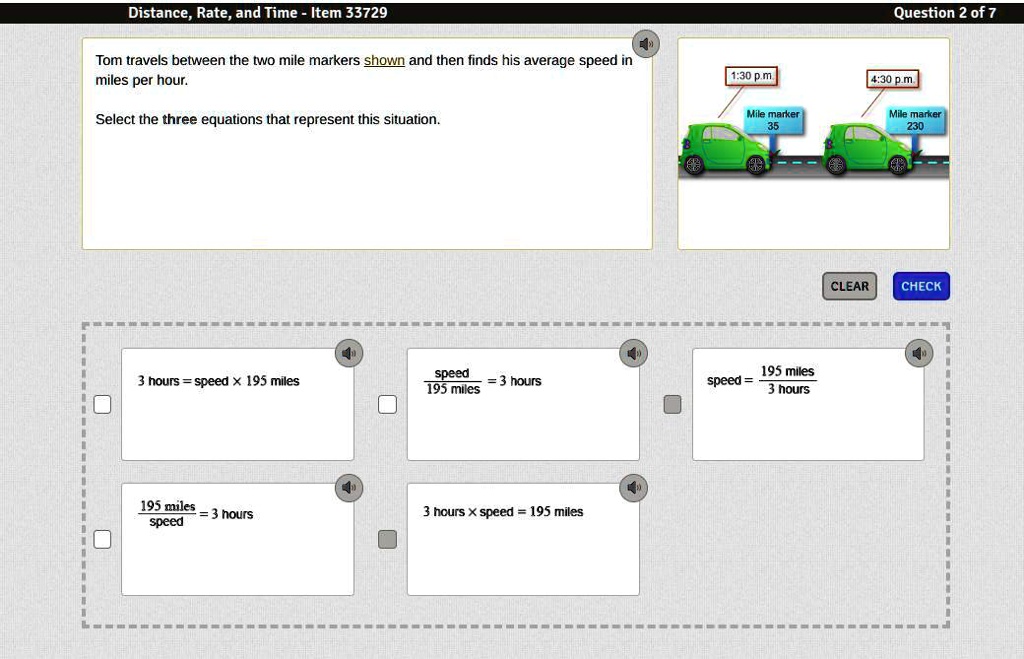 please hep me quick tom travels between the two mile markers shown and ...