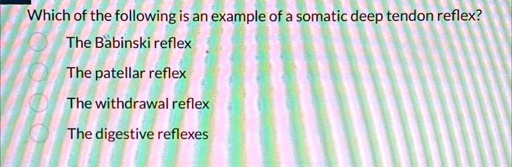 SOLVED: Which of the following is an example of a somatic deep tendon ...