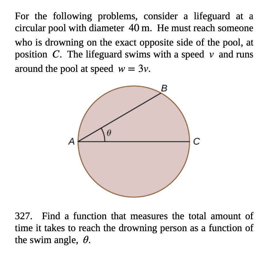 for the following problems consider a lifeguard at a circular pool with ...