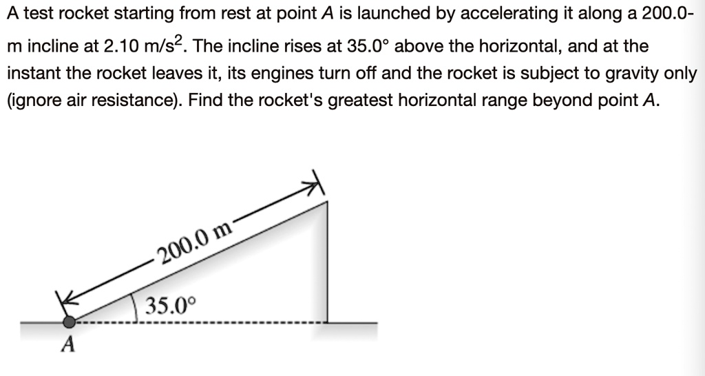 a test rocket starting from rest at point a is launched by accelerating ...