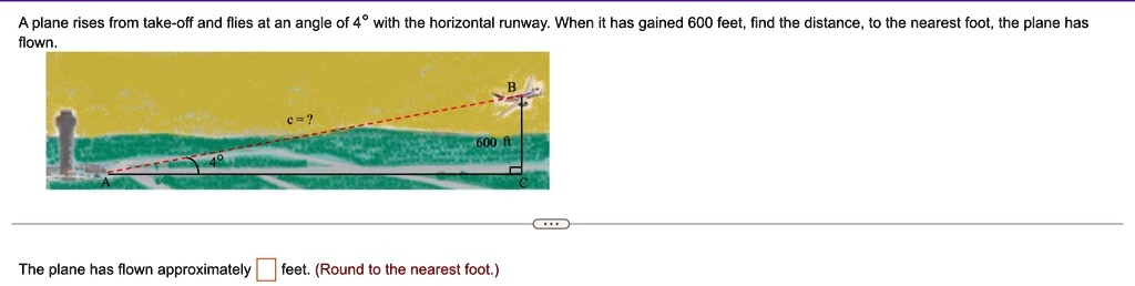 SOLVED: A plane rises from take-off and flies at an angle of 4 with the ...