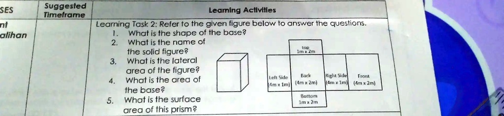 SOLVED: Suggested Learning Activities Timeframe Learning Task 2: Refer to the given figure below ...
