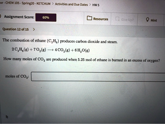 SOLVED: CHEM 105 Spring2o - KETCHUM Activities and Due Dates HW 5 ...