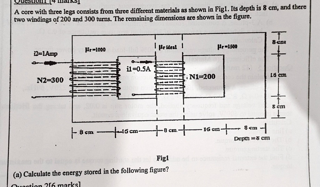 A core with three legs consists of three different materials as shown ...