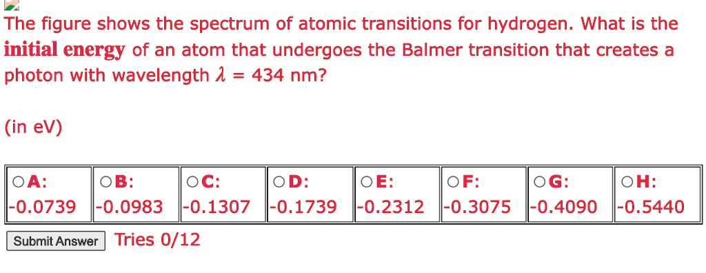 SOLVED: The figure shows the spectrum of atomic transitions for ...
