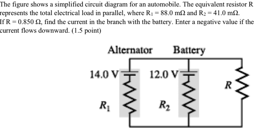 SOLVED: The figure shows a simplified circuit diagram for an automobile ...
