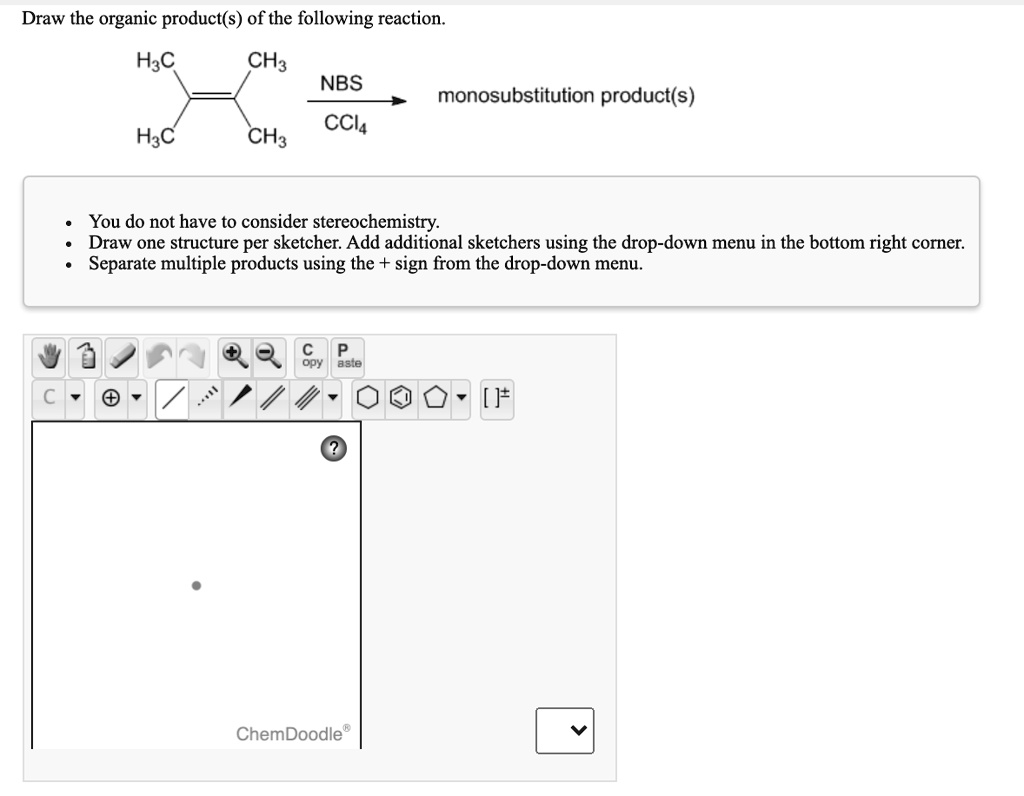 SOLVED: Draw the organic product(s) of the following reaction: H3C CH3 ...