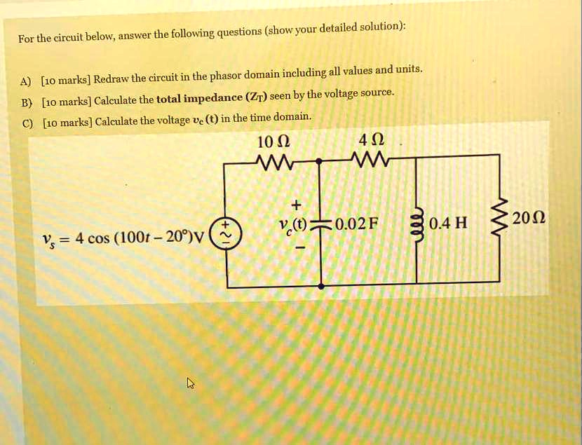 SOLVED: For the circuit below, answer the following questions (show ...